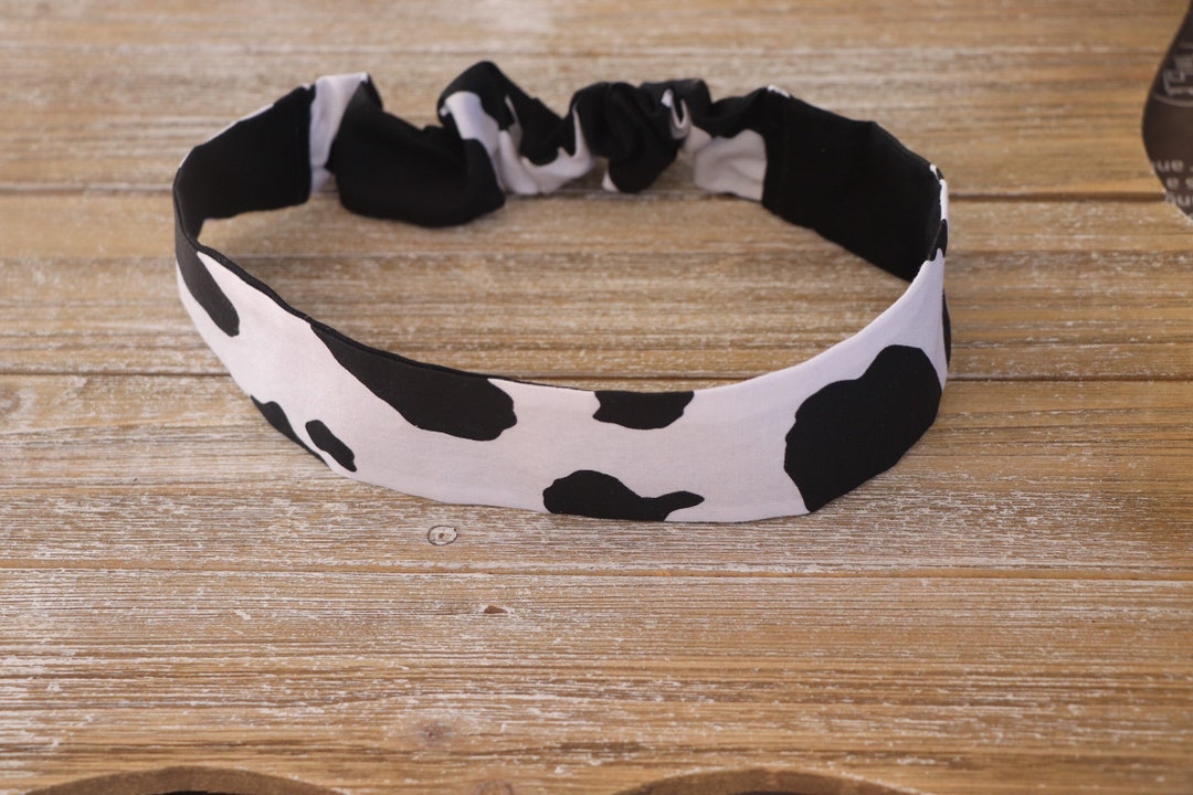 Cow Print Headband, Reversible Fabric Headband, Girls Headband, Non ...