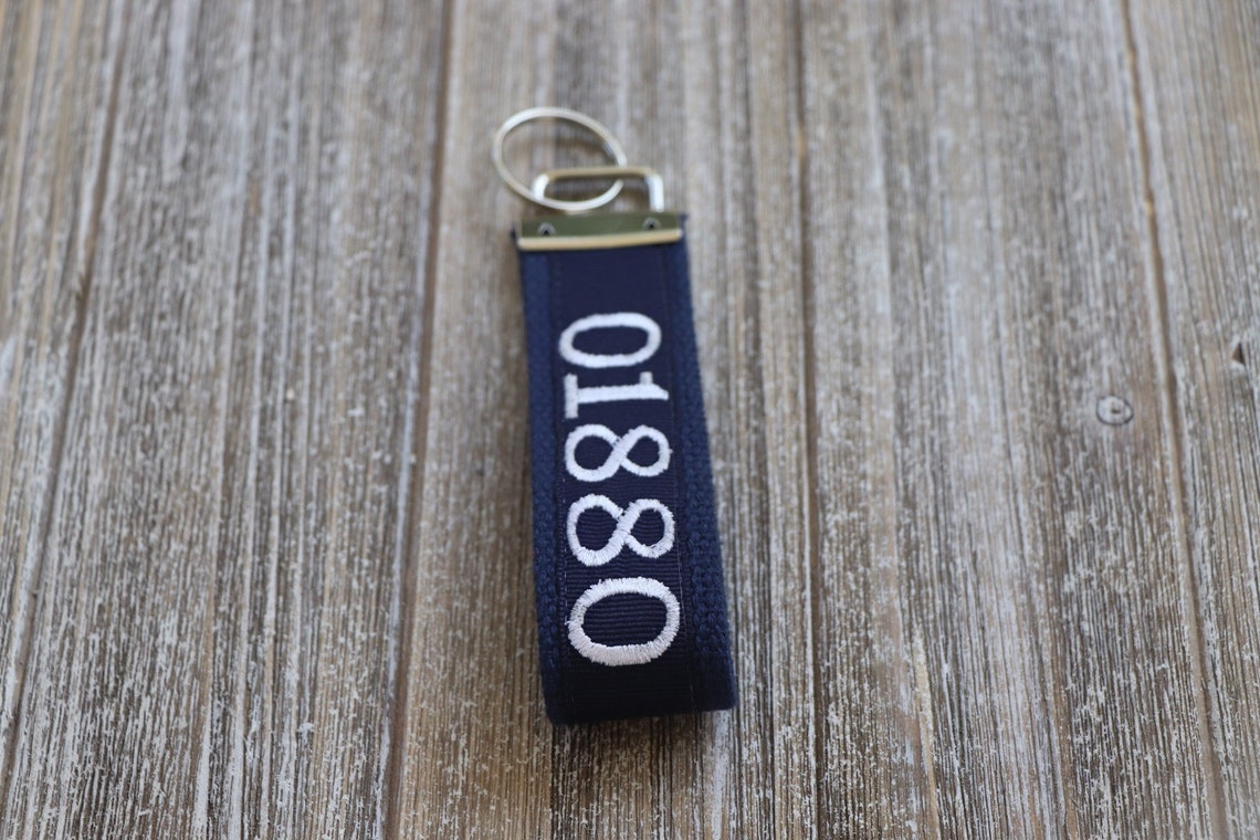Zip Code Keychain, Embroidery Keychain, Personalized Key Fob ...