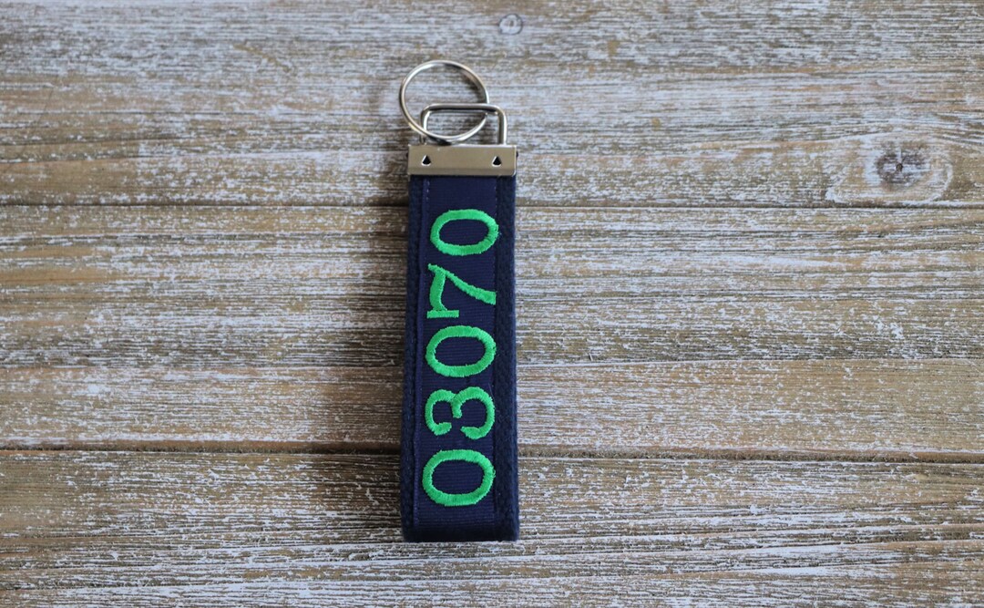 Zip Code Keychain, Embroidery Keychain, Personalized Key Fob ...