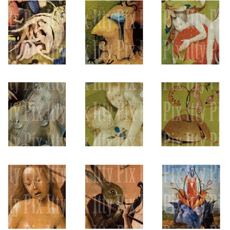 Hieronymus Bosch Collage Sheet Digital Collage Sheet .75 X .83 Scrabble ...
