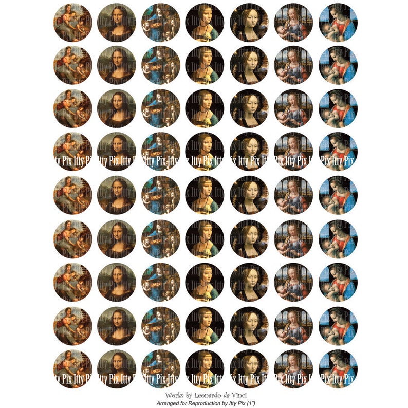 Leonardo Da Vinci Digital Collage Sheet - 1 Inch Circle Digital Collage ...
