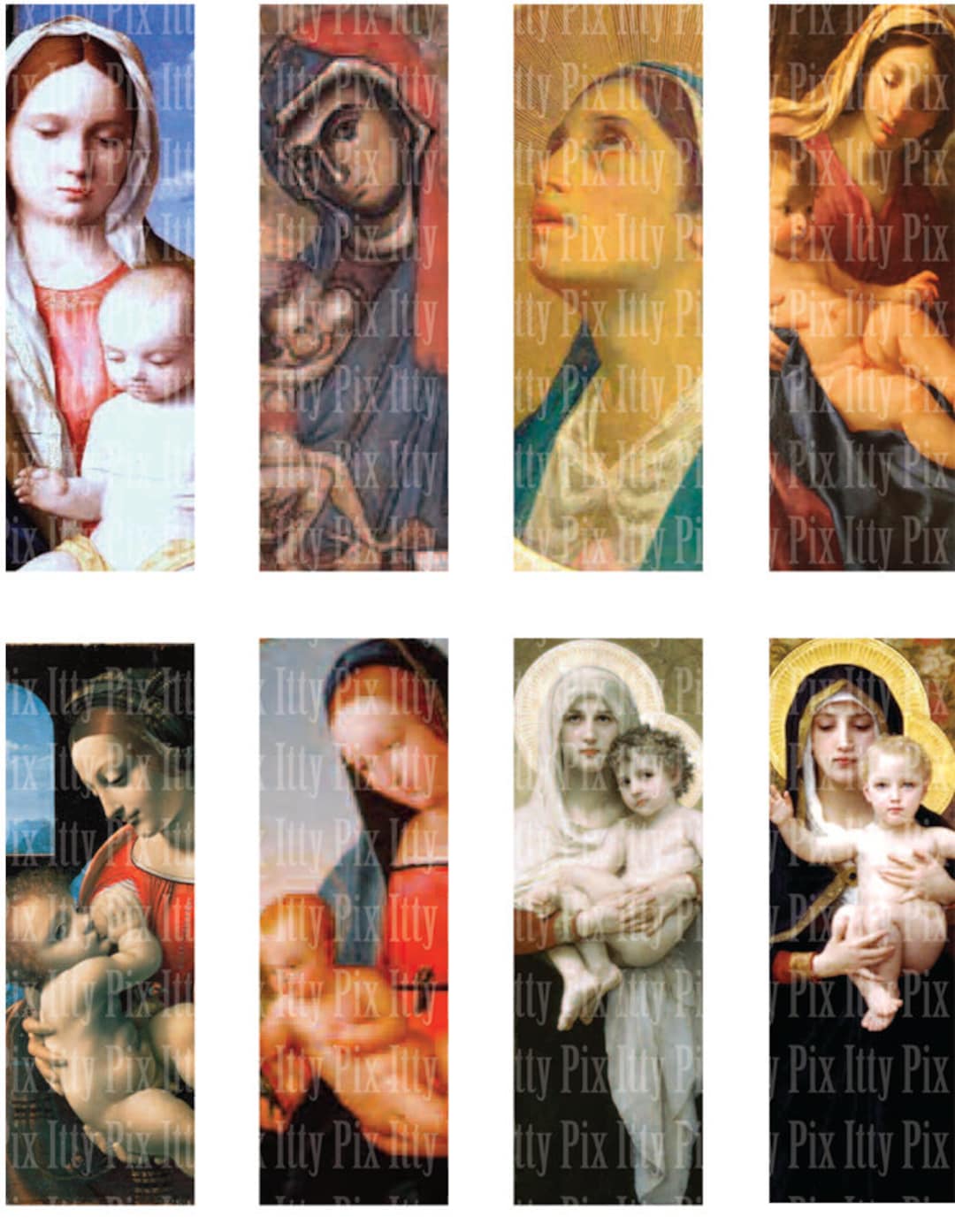 MORE Virgin Mary Collage Sheet - 1 X 3 Inch Rectangle Digital Collage ...