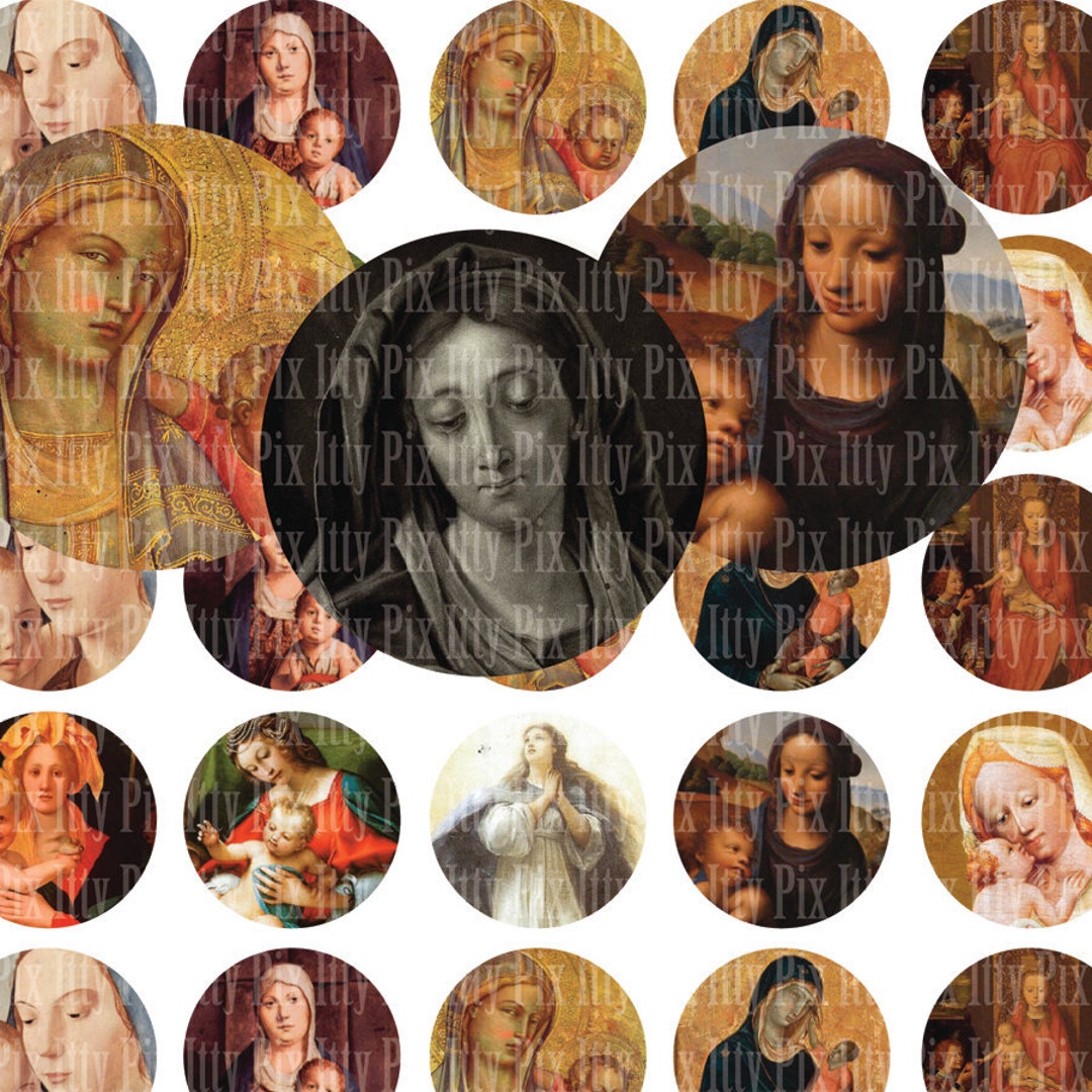 Virgin Mary - Madonna Digital Collage Sheet - 1/2 Inch Circle Digital ...