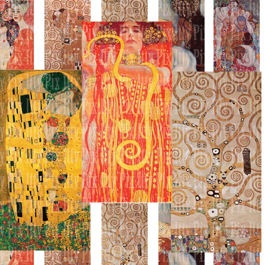Klimt Digital Collage Sheet - .75 X 1.5 Inch Rectangle Digital Collage ...