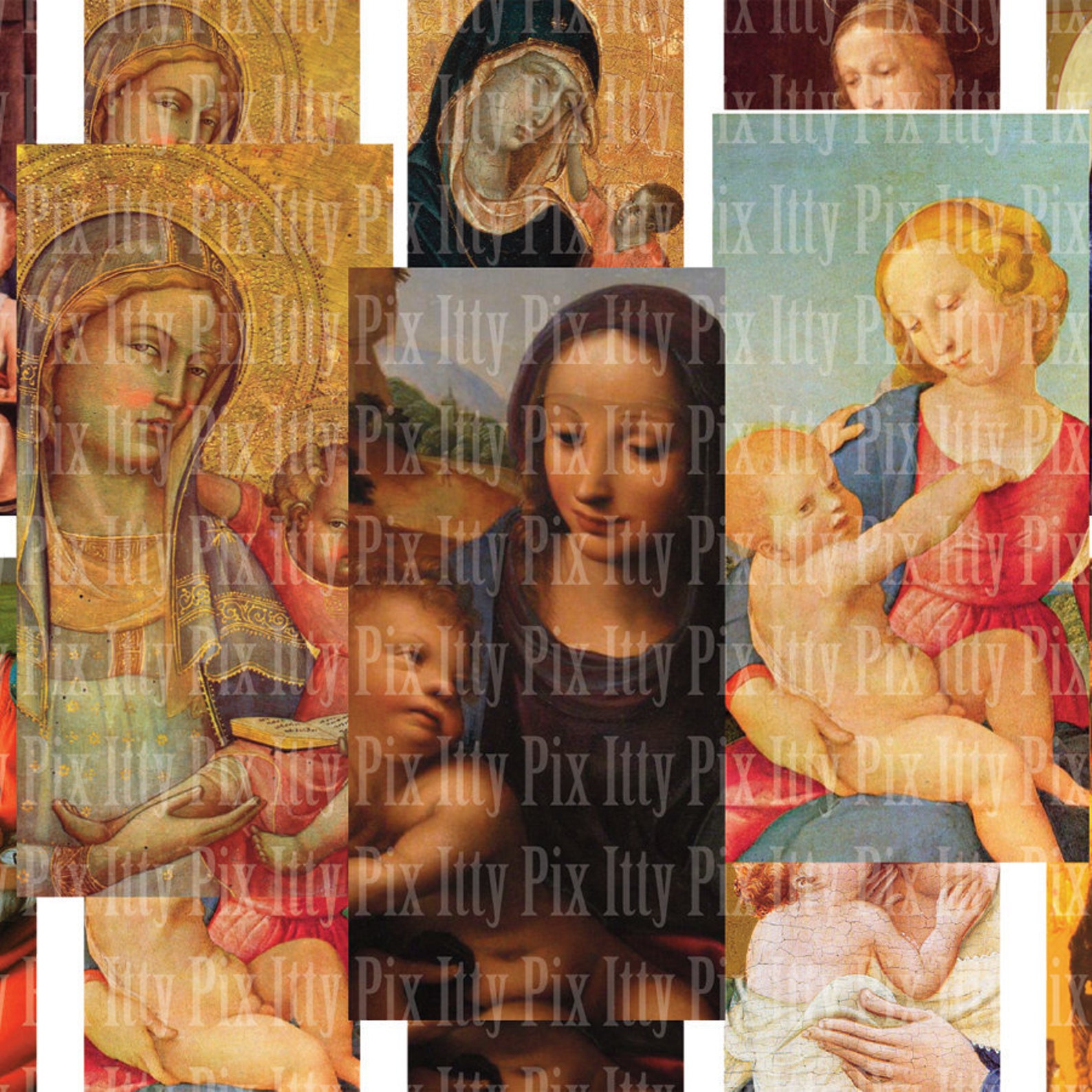 Virgin Mary - Madonna Digital Collage Sheet - 1x2 Inch Rectangle ...