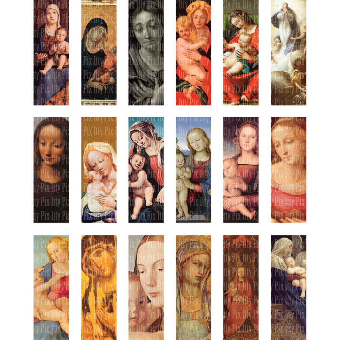 Virgin Mary Collage Sheet - 1 X 3 Inch Rectangle Digital Collage ...