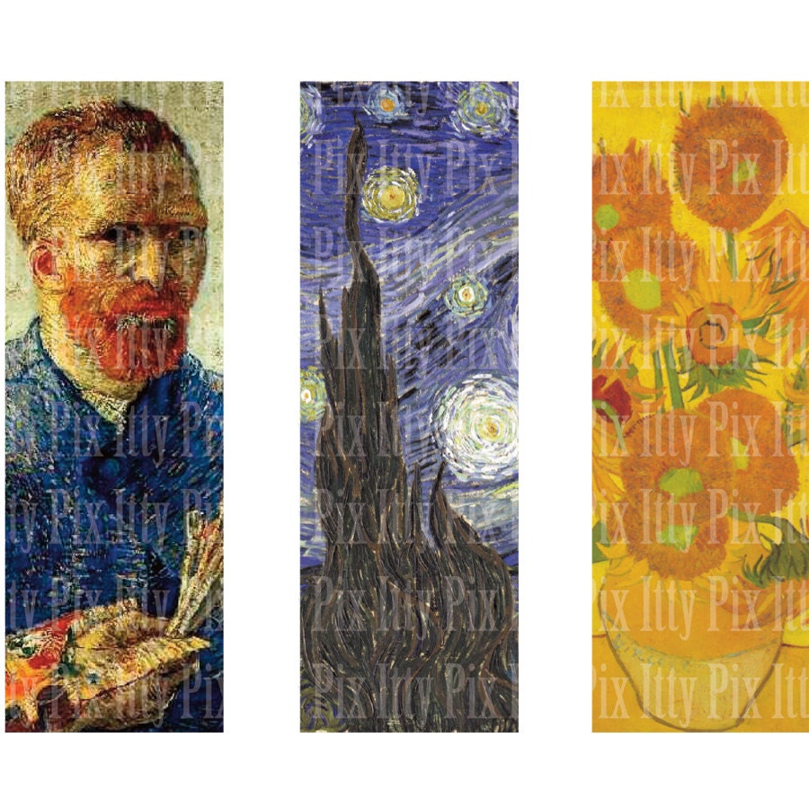 Van Gogh Digital Collage Sheet - 1 X 3 Inch Rectangle Digital Collage ...