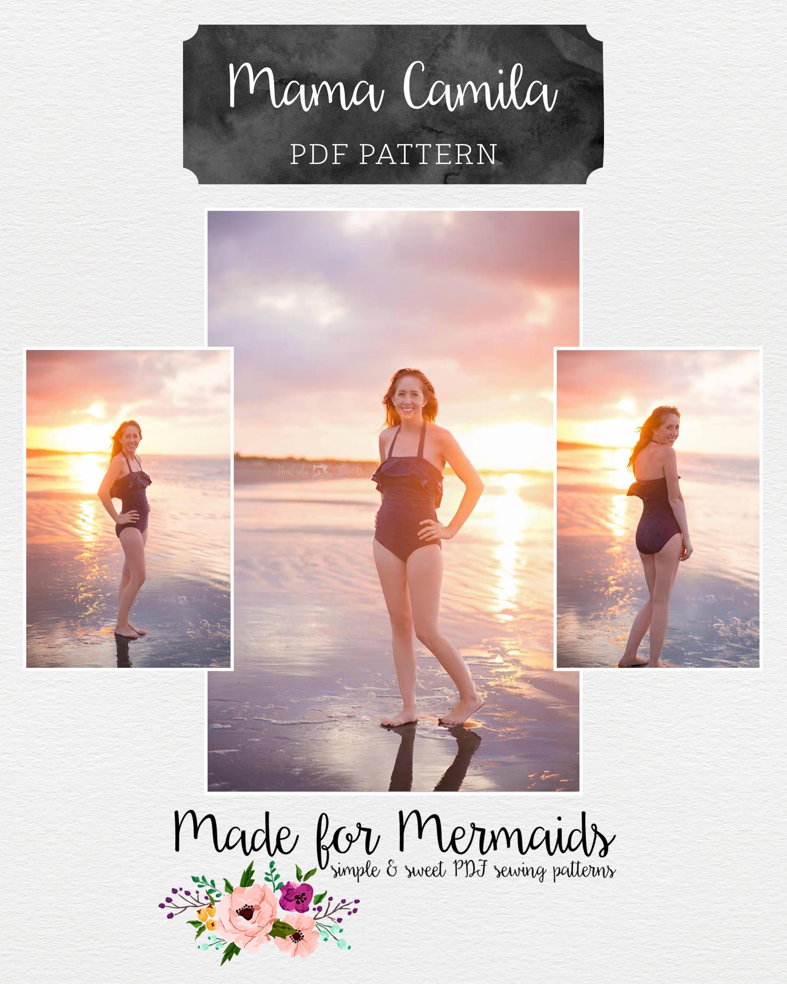 Mermaid Shores Collection- Mama Camila Swimsuit PDF Pattern Instant ...