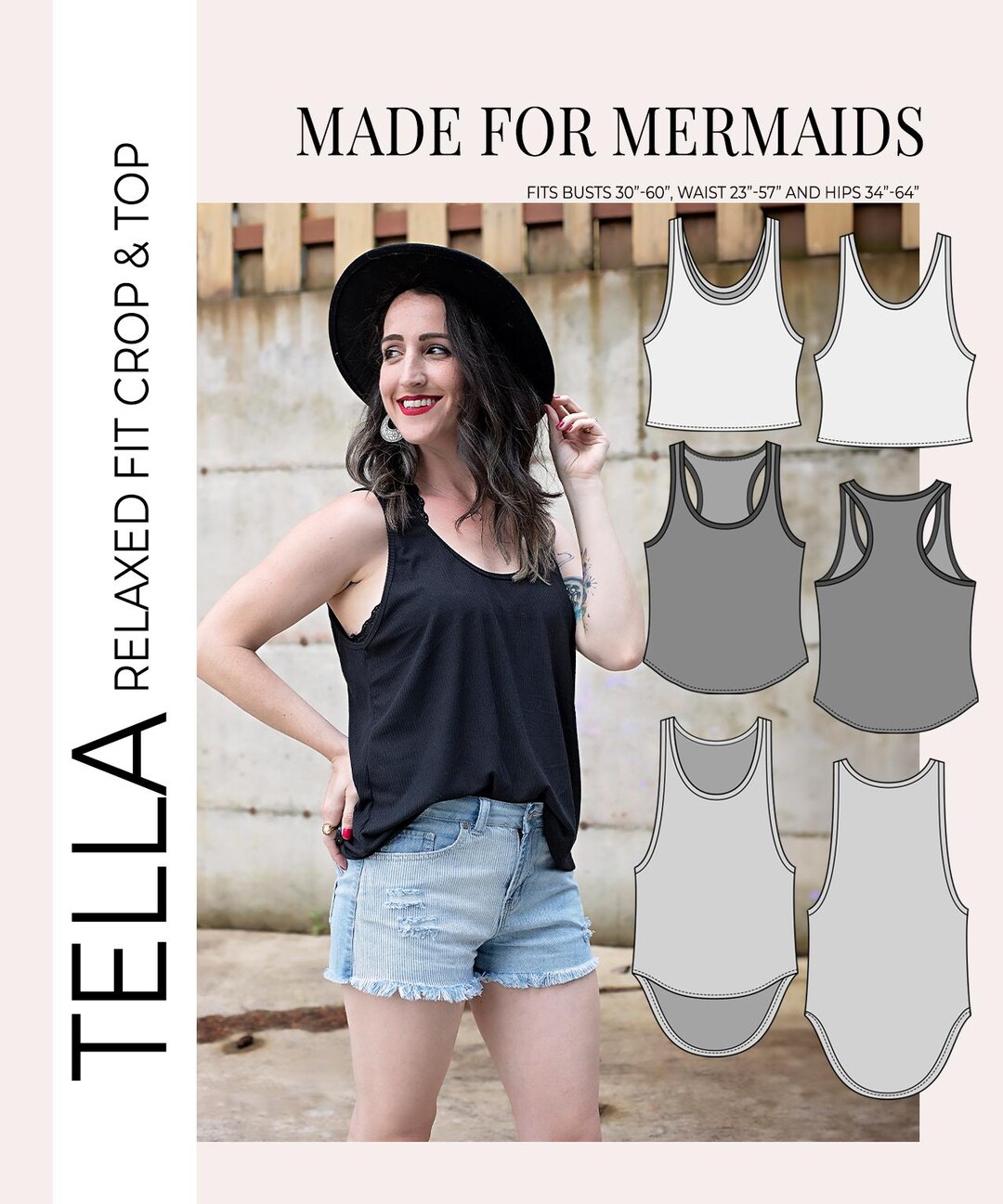 Tella Relaxed Fit Crop & Top PDF Sewing Pattern - Etsy