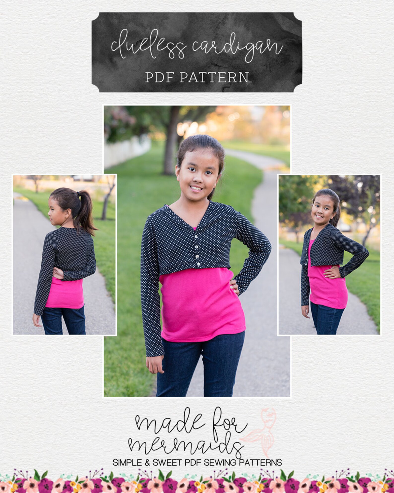 Clueless Cardigan PDF Sewing Pattern Sizes 1/2-14 | Etsy