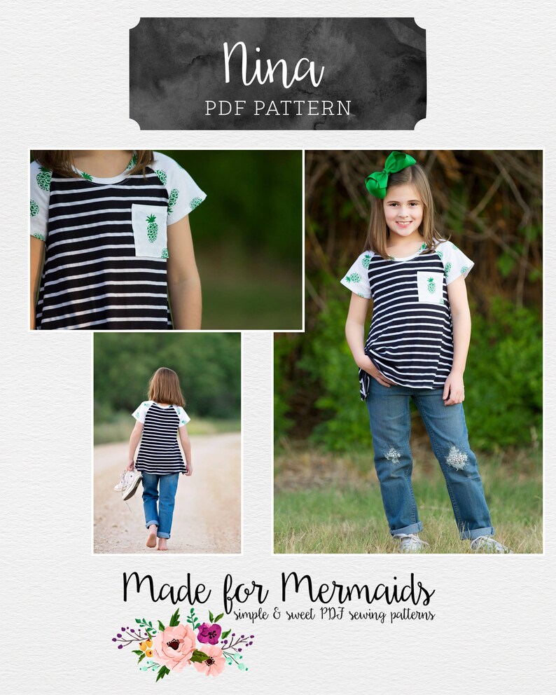 Girls Nina Swing Top, Tunic & Dress PDF Sewing Pattern Instant Download ...