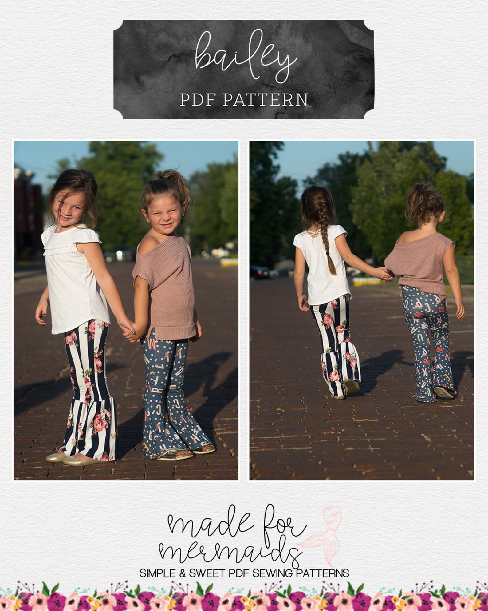 Bailey Bell Bottoms PDF Sewing Pattern 1/2 14 - Etsy