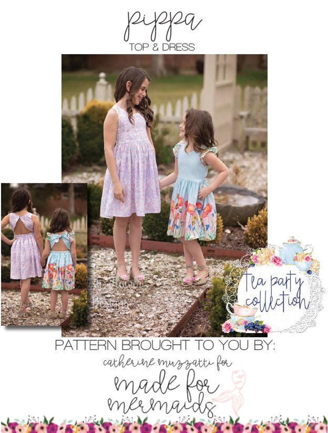 Tea Party Collection- Pippa Top & Dress PDF Sewing Pattern Sizes 1/2-14 ...