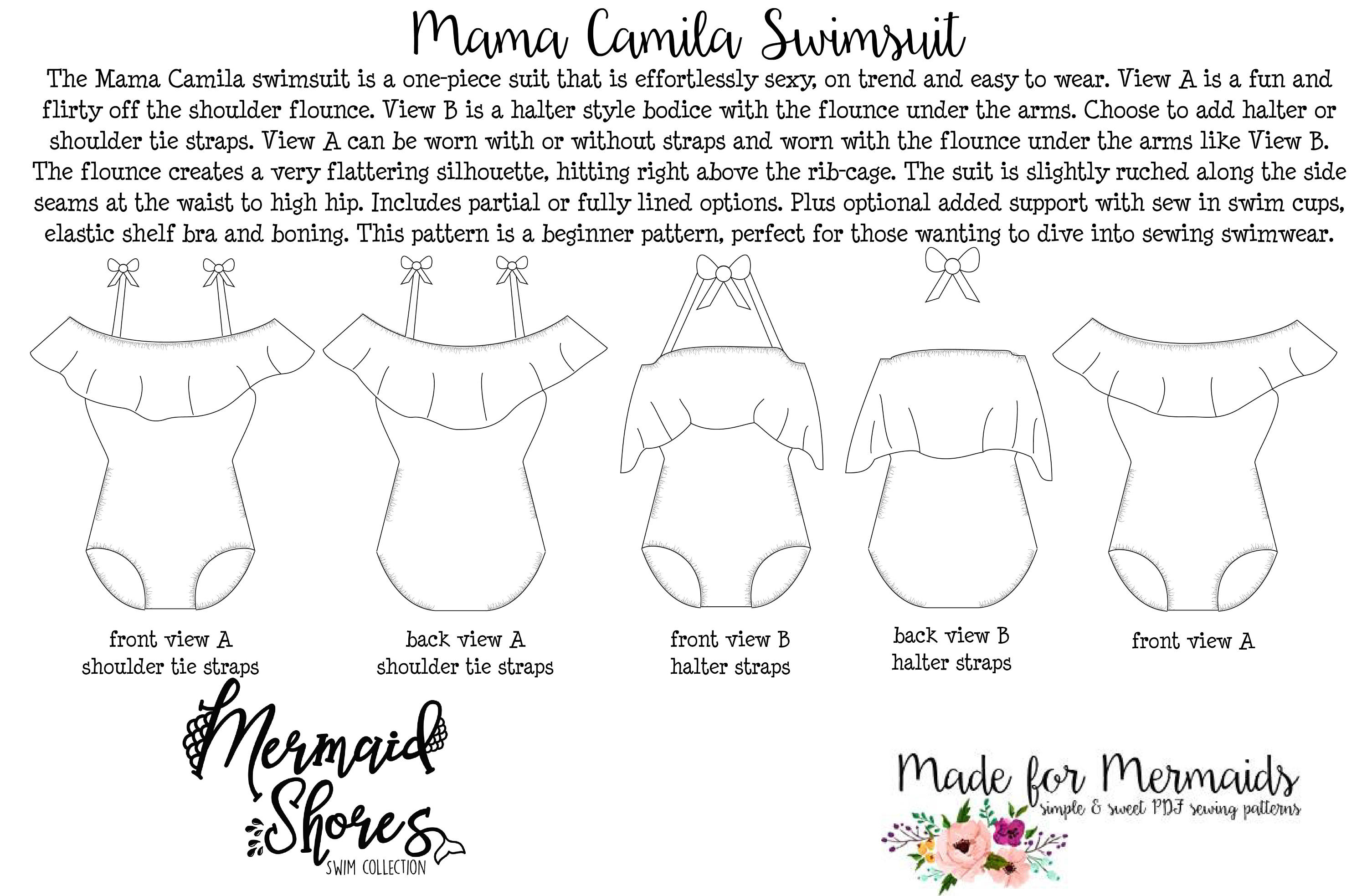 Mermaid Shores Collection- Mama Camila Swimsuit PDF Pattern Instant ...