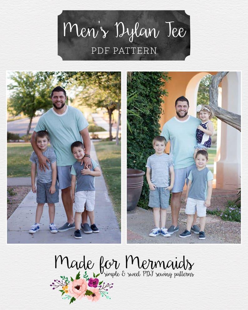 Men's Dylan Tee PDF Pattern Instant Download Sizes | Etsy