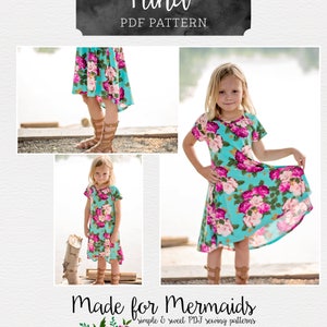 Girls Nina Swing Top, Tunic & Dress PDF Sewing Pattern Instant Download ...