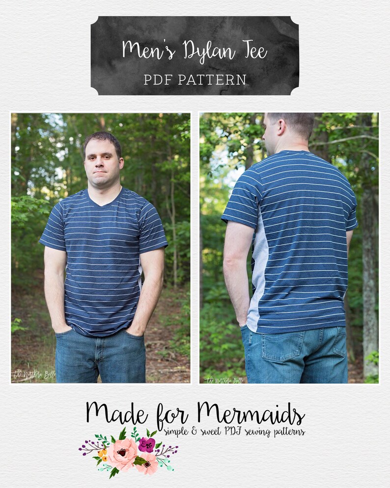 Men's Dylan Tee PDF Pattern Instant Download Sizes | Etsy