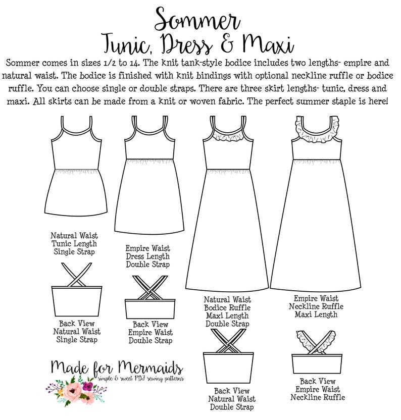 Sommer Tunic, Dress & Maxi PDF Sewing Pattern 1/2-14 - Etsy