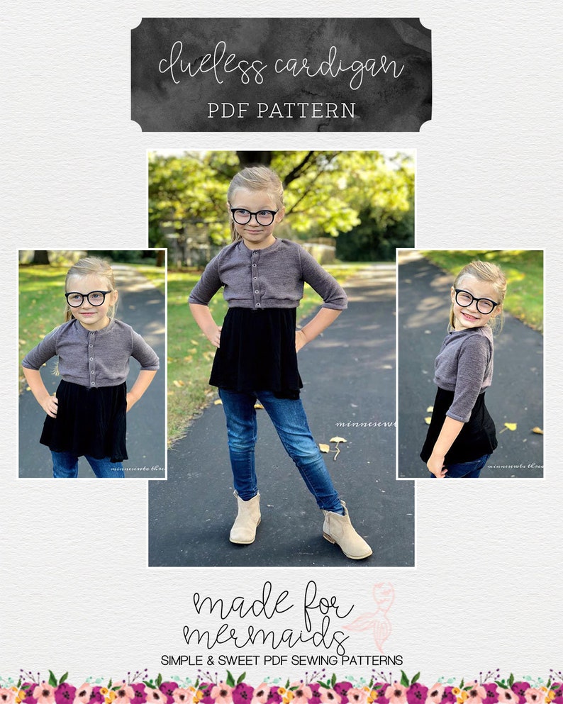 Clueless Cardigan PDF Sewing Pattern Sizes 1/2-14 | Etsy