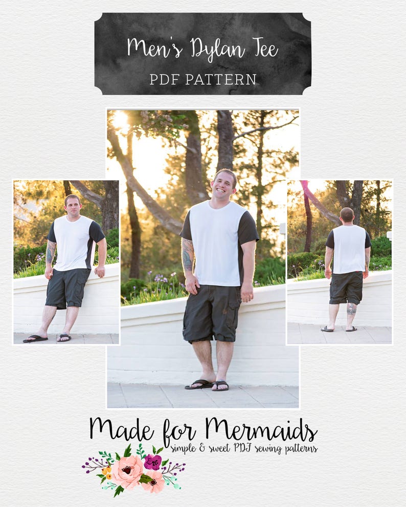 Men's Dylan Tee PDF Pattern Instant Download Sizes | Etsy