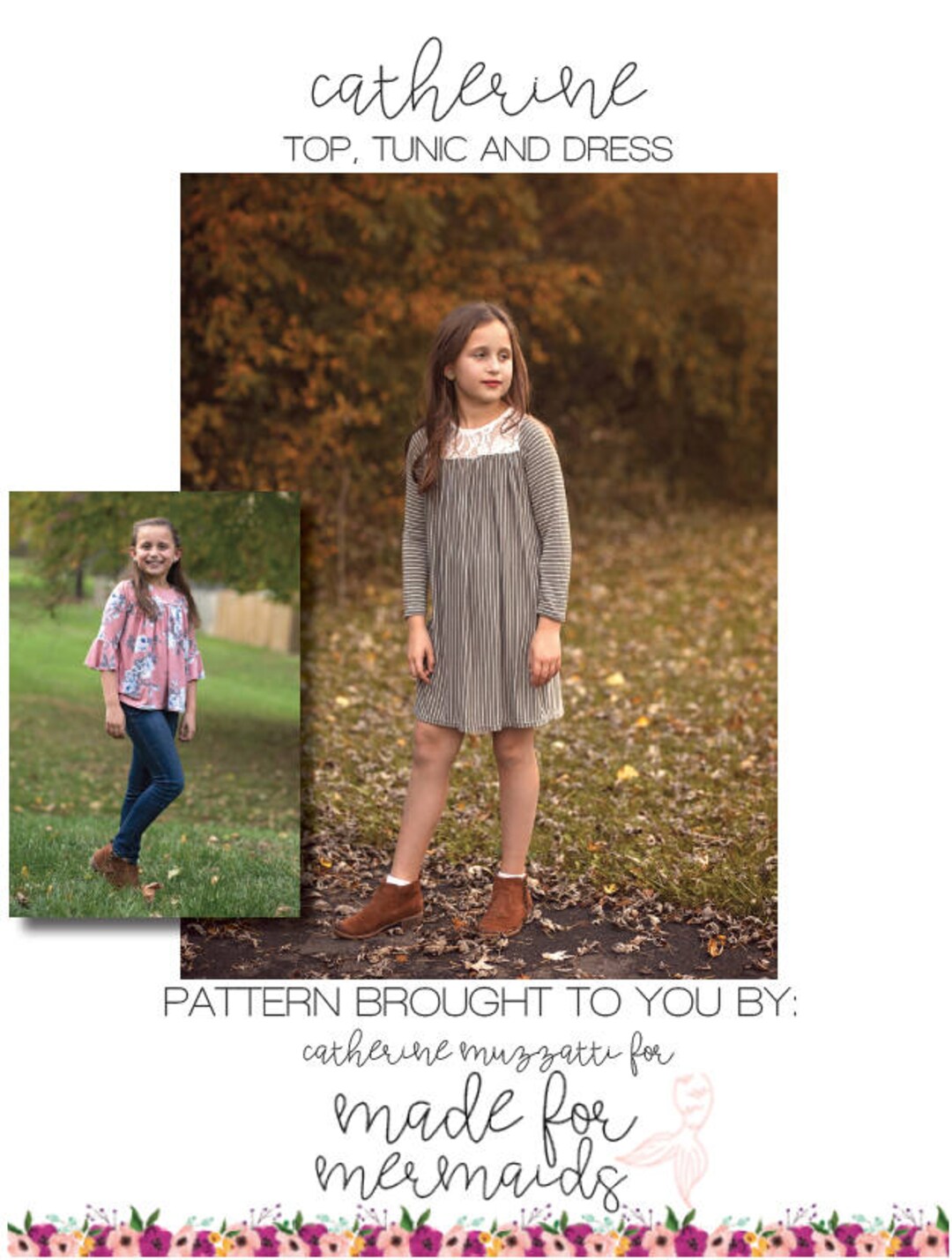 Girls Catherine Top, Tunic & Dress PDF Sewing Pattern Instant Download ...
