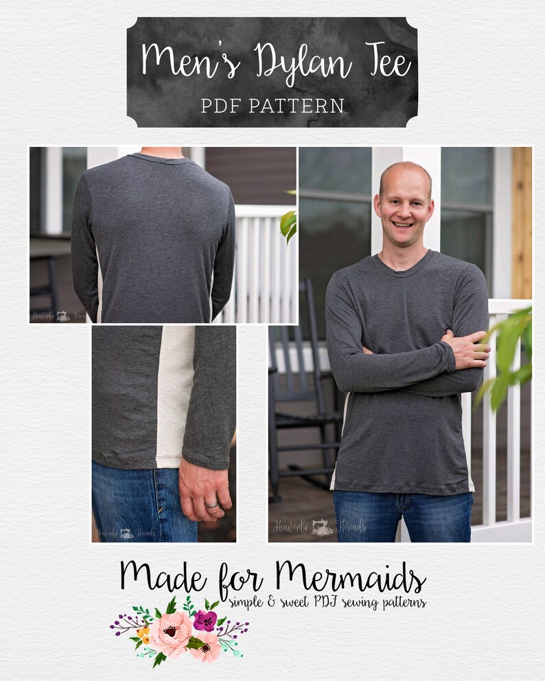 Men's Dylan Tee PDF Pattern Instant Download Sizes | Etsy