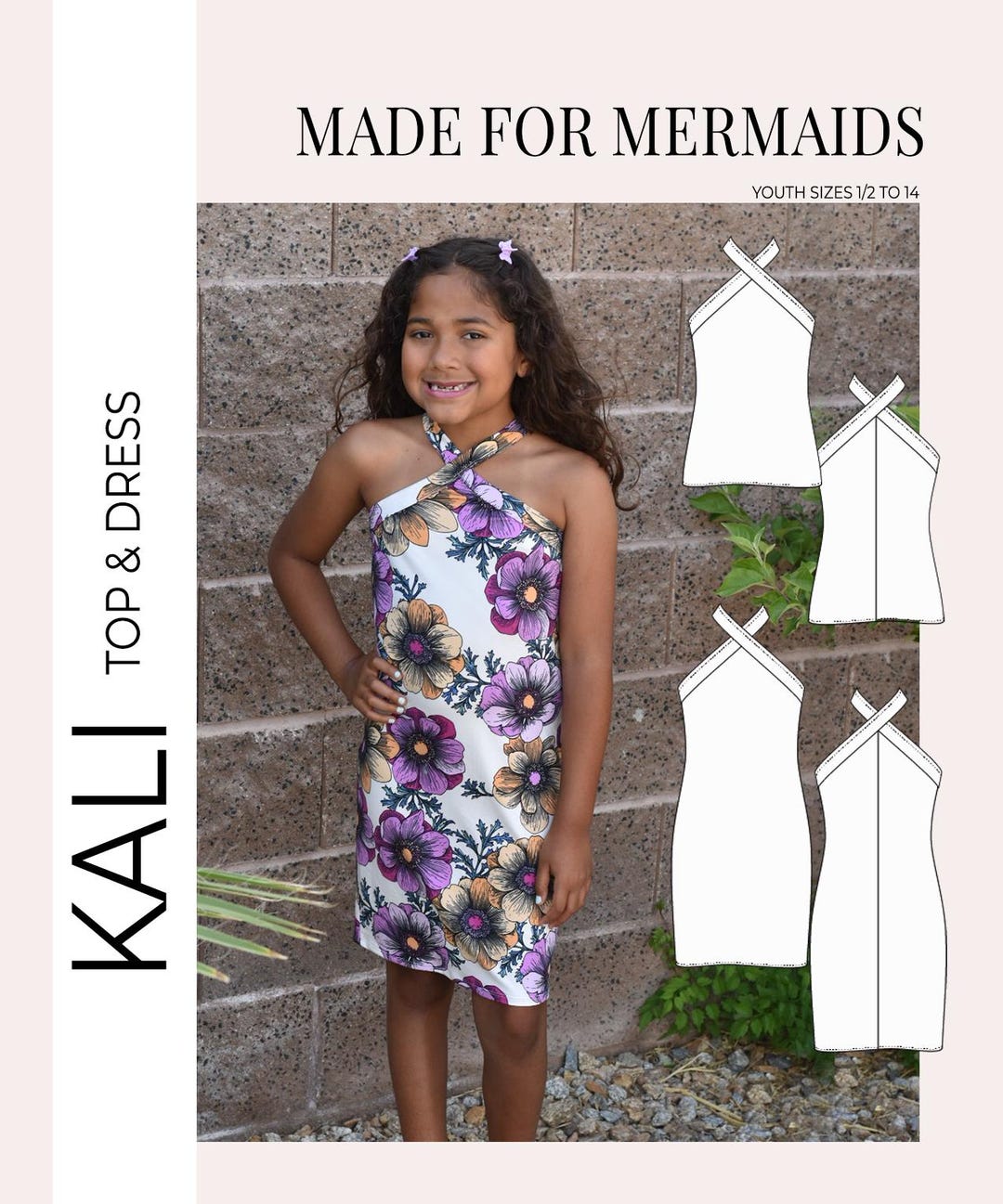 Youth Kali Crossover Halter Top & Dress PDF Sewing Pattern - Etsy