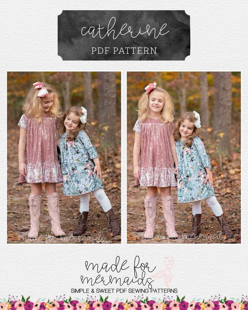 Girls Catherine Top, Tunic & Dress PDF Sewing Pattern Instant Download ...