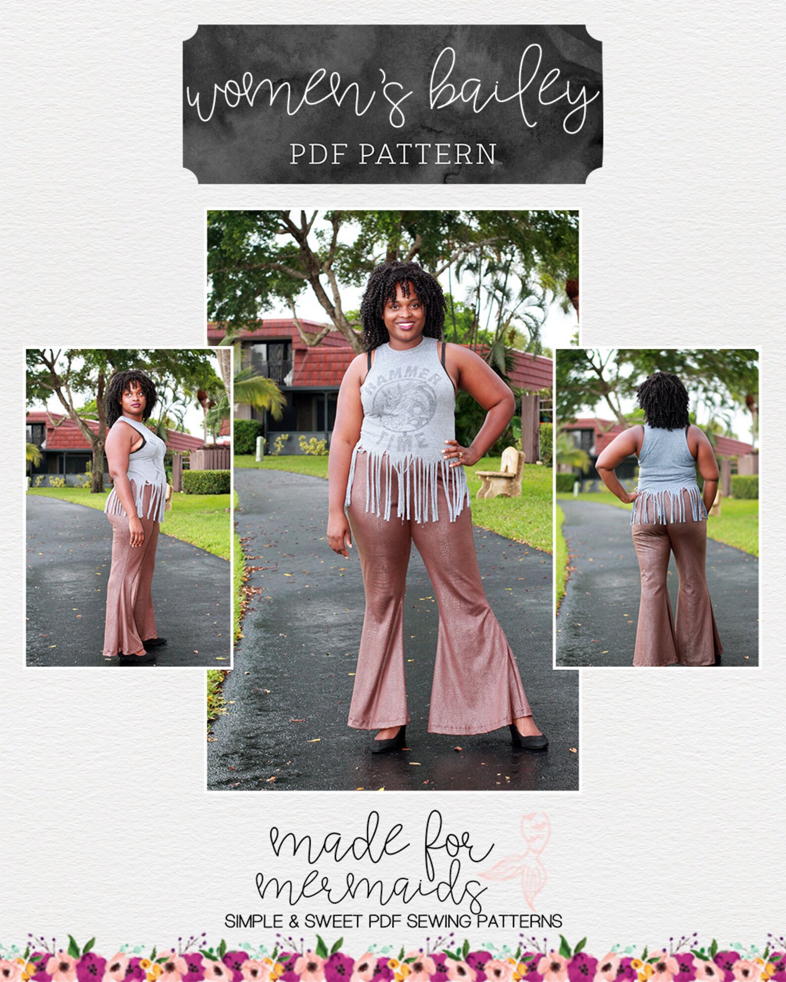 Women’s Bailey Bell Bottoms PDF Sewing Pattern - Etsy