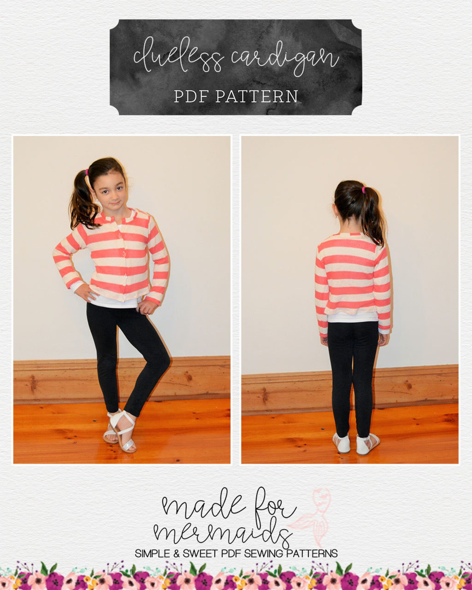 Clueless Cardigan PDF Sewing Pattern Sizes 1/2-14 - Etsy