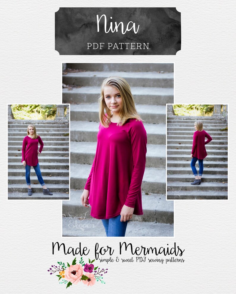 Girls Nina Swing Top, Tunic & Dress PDF Sewing Pattern Instant Download ...
