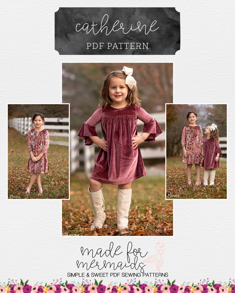 Girls Catherine Top, Tunic & Dress PDF Sewing Pattern Instant Download ...