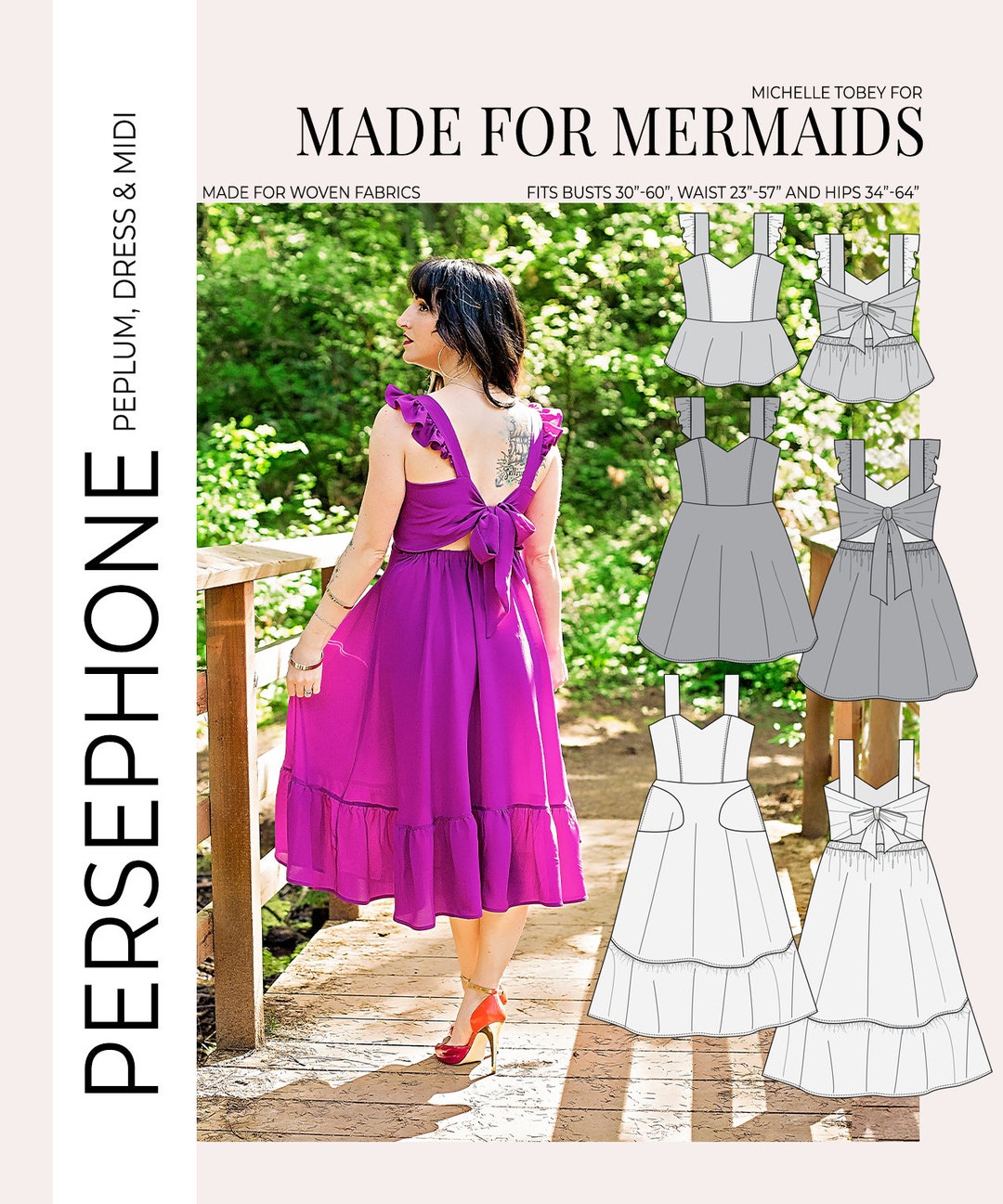 Persephone Crop, Peplum, Mini, Dress & Midi PDF Sewing Pattern - Etsy