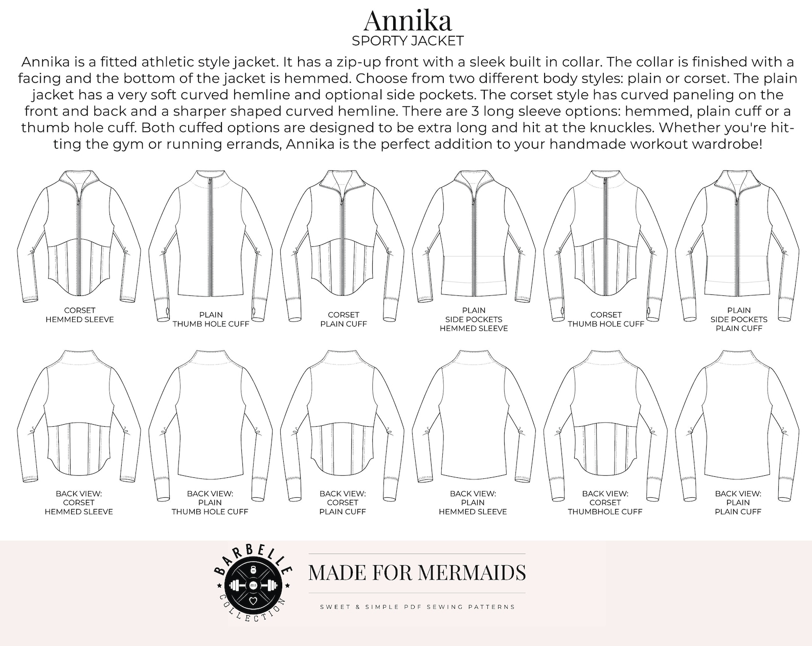 Barbelle Collection: Annika Sporty Jacket PDF Sewing Pattern - Etsy