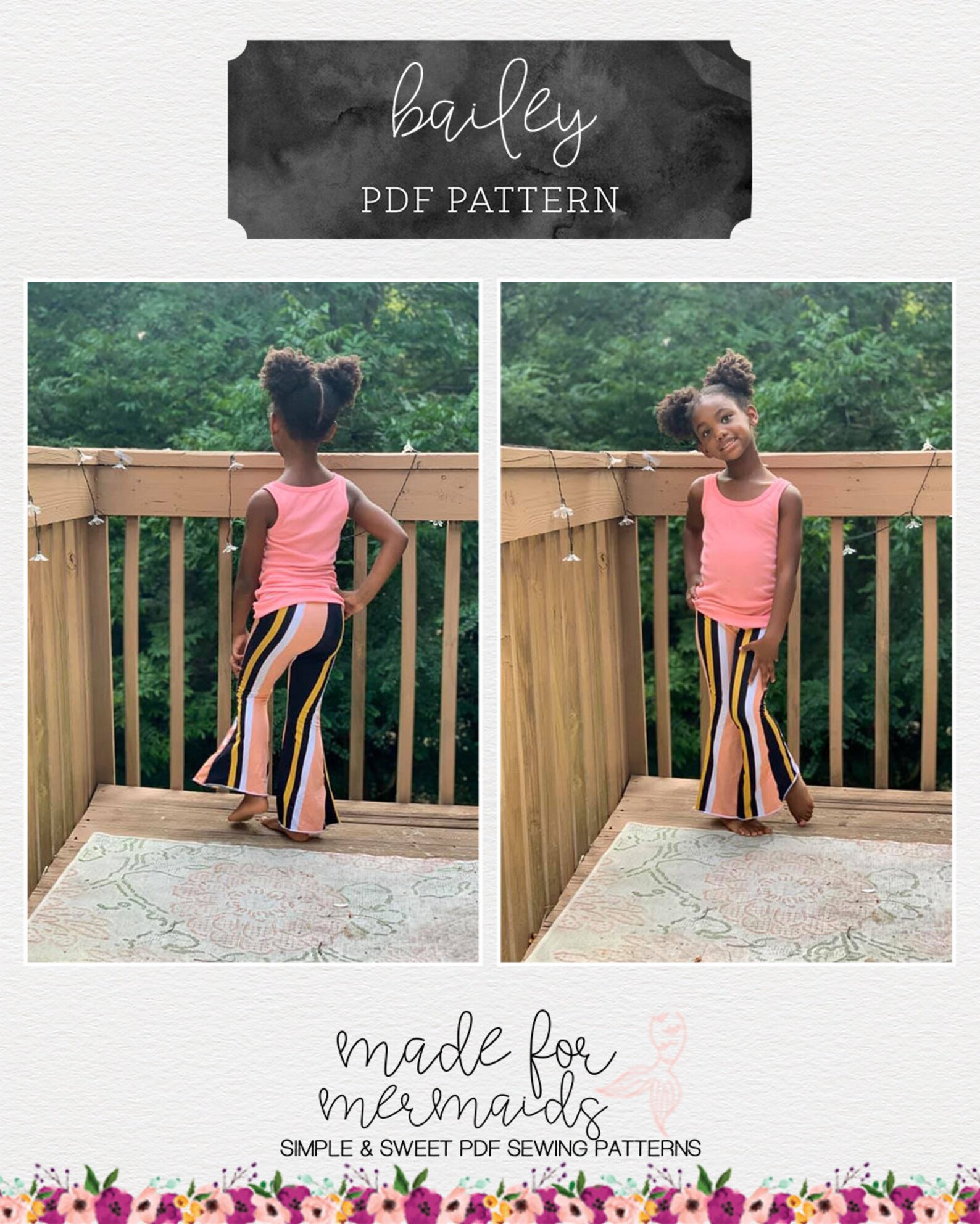 Bailey Bell Bottoms PDF Sewing Pattern 1/2 14 - Etsy