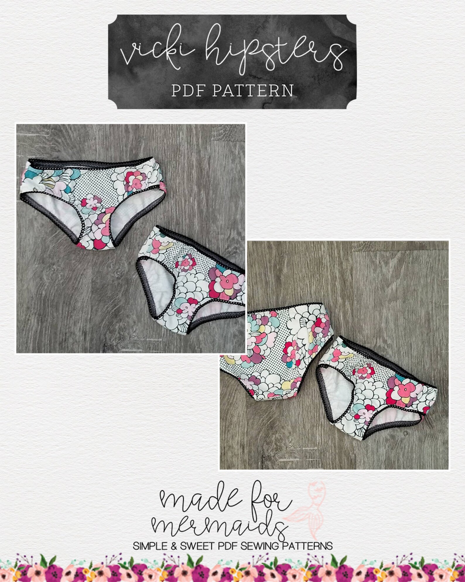 Lounge & Lace Collection Vicki Hipsters PDF Sewing Pattern Sizes 1/2-14 ...