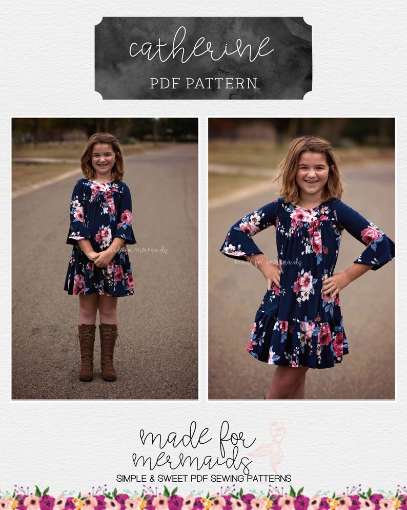 Girls Catherine Top, Tunic & Dress PDF Sewing Pattern Instant Download ...