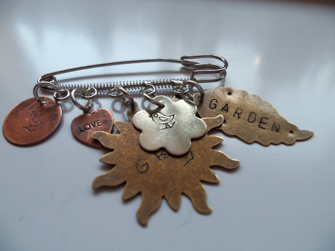 Garden Theme Pin Handstamped Metal Work - Etsy