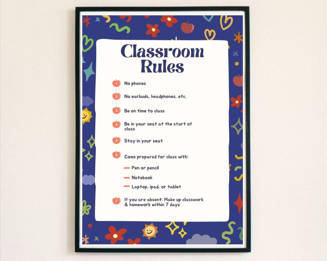 Retro Class Rules Poster Cute Classroom Rules Sign - Etsy