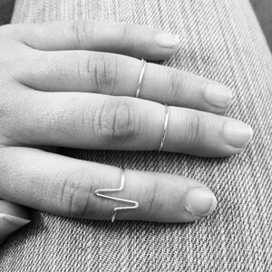 Pulse Set of 3 Adjustable Rings, EKG Ring Set, Heartbeat Pattern - Etsy