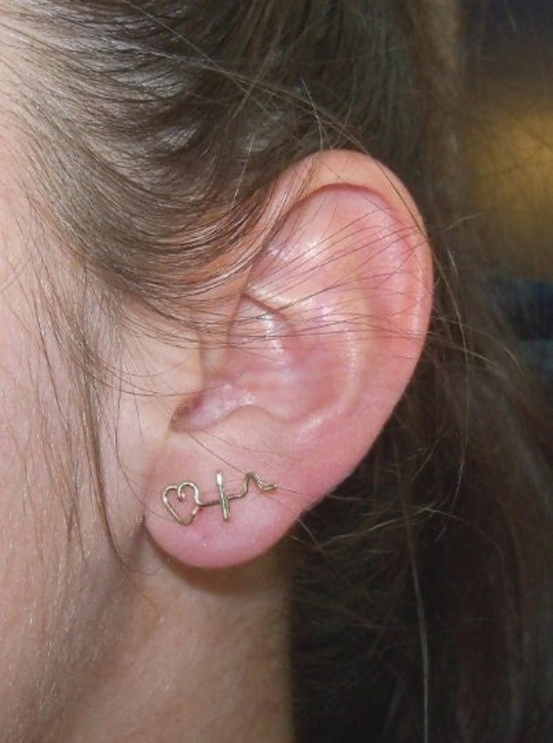 Heartbeat EKG Pulse Stud Earrings in 14k Gold Filled or Sterling Silver ...