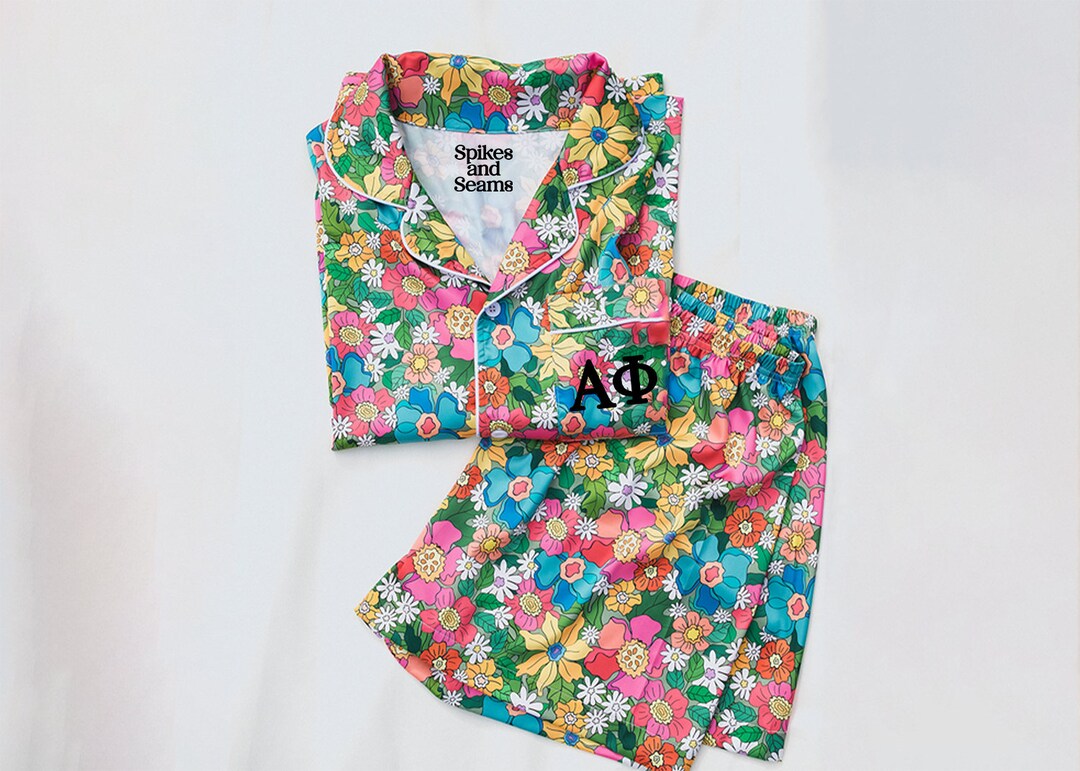 GREEK LETTERS| Alpha Phi Pajamas, Floral Pajamas, Sorority Pajamas, Bid ...
