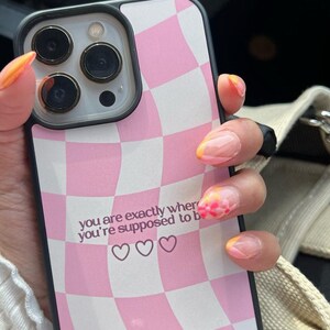 Pink Checkered iPhone Case, Checker Print iPhone Case, Pink iPhone Case ...