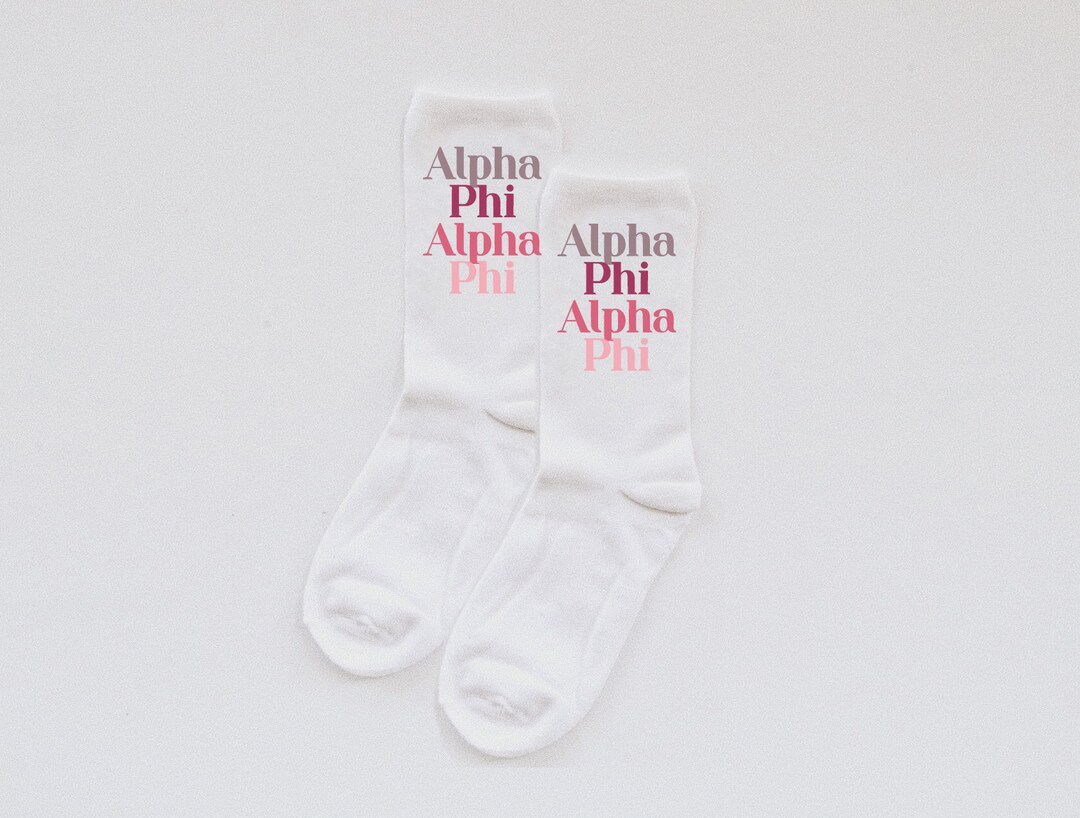 Alpha Phi Socks, Sorority Socks, Custom White Socks, Alpha Phi Gift ...