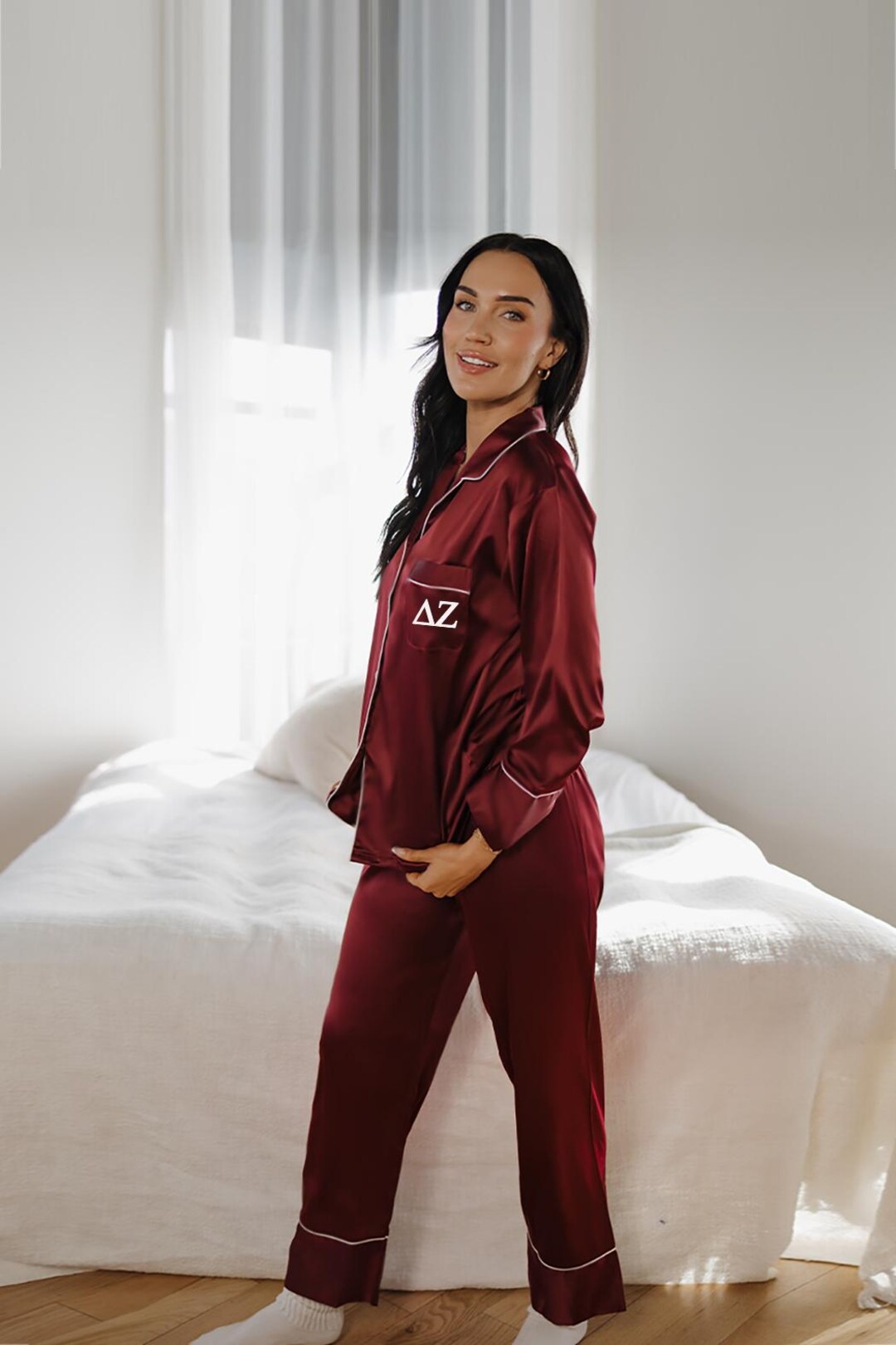 Custom Greek Letter Sorority Pajamas – Purple Sleepwear Set, Perfect ...