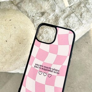 Pink Checkered iPhone Case, Checker Print iPhone Case, Pink iPhone Case ...