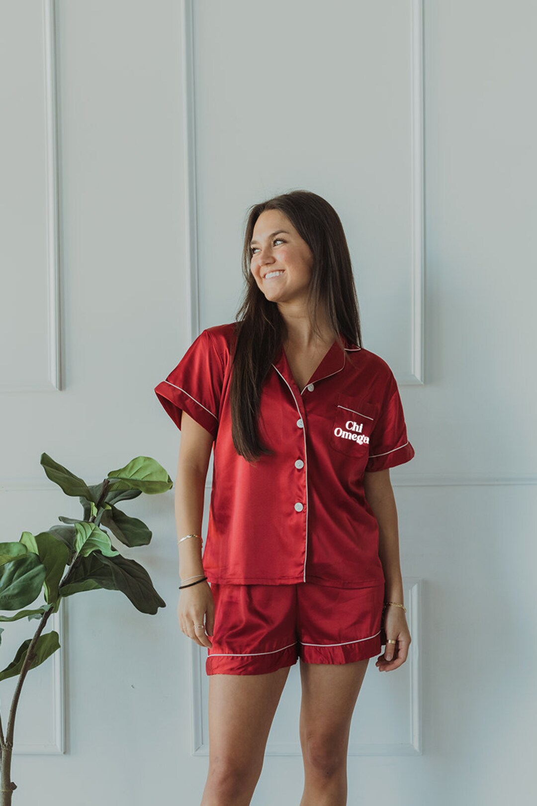 BLOCK FONT| Chi Omega Pajamas, Satin Pajamas, Sorority, Bid Day ...