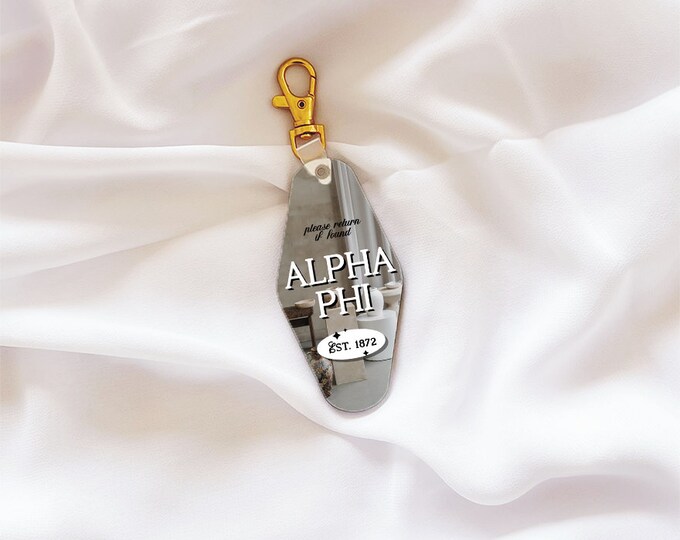 ALPHA PHI Retro Motel Keychain With Gold Vinyl Foil | Bid Day 2025, Big ...