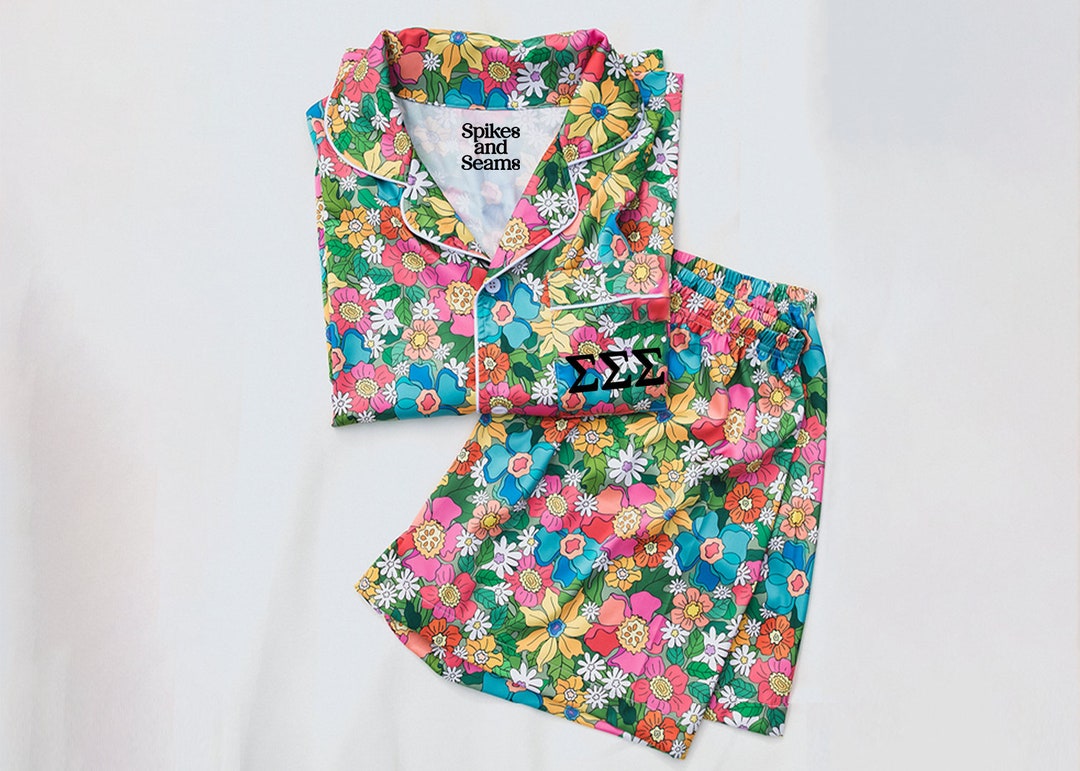 GREEK LETTERS| Tri Sigma Pajamas, Sorority Pajamas, Floral Pajamas ...