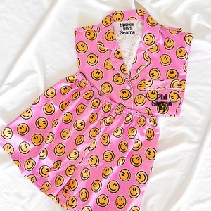 BLOCK FONT Phi Sigma Pi Pajamas, Smiley Face Pajamas, Sorority Pajamas ...